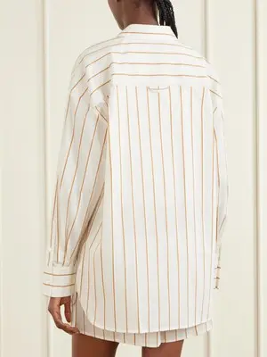 Staud Kendy Striped Cotton-blend Shirt