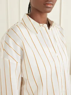 Staud Kendy Striped Cotton-blend Shirt