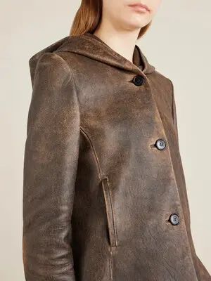 Khaite June Hooded Leather Jacket