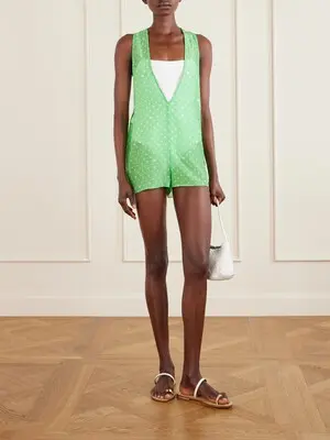 Kiki De Montparnasse Polka-dot Cotton And Silk-blend Romper Cover-up