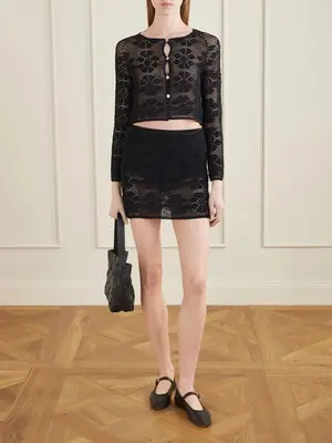 Calle Del Mar Daisy Chain Crocheted Mini Skirt - Black