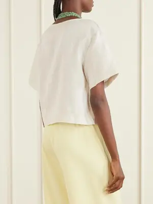 Staud Ava Linen Blouse - Neutrals