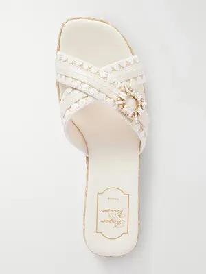 ROGER VIVIER Strass Crystal-embellished Raffia Slides