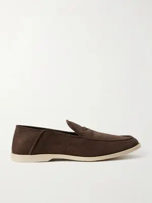 George Cleverley Mayfair Ii Collapsible-heel Suede Loafers - Brown