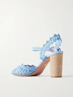AQUAZZURA Bossa Nova 85 Raffia Sandals - Blue