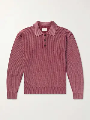 Aimé Leon Dore Knitted Cotton-blend Polo Sweater - Red