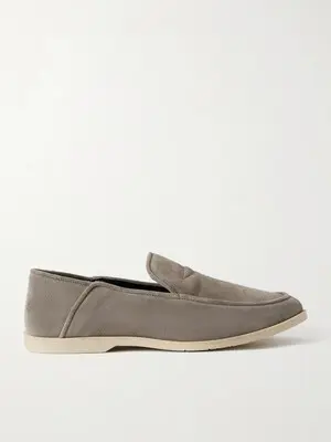 George Cleverley Mayfair Ii Collapsible-heel Suede Loafers - Brown