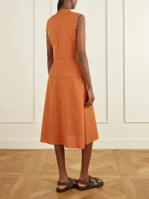 Marni Gathered Cotton-poplin Midi Dress