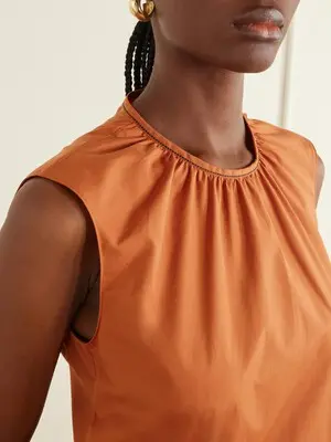 Marni Gathered Cotton-poplin Midi Dress