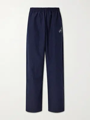 WILLY CHAVARRIA Ruff Rider Straight-leg Logo-embroidered Shell Track Pants - Blue