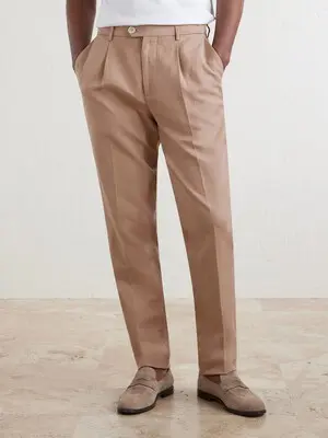 Brunello Cucinelli Straight-leg Pleated Trousers - Brown