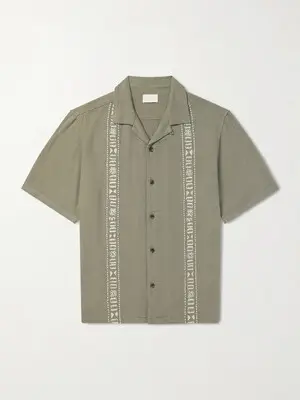 Aimé Leon Dore Embroidered Linen-blend Shirt - Green