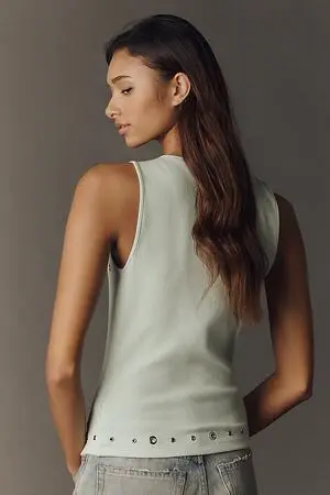 PILCRO Grommet Tank Top - Celadon
