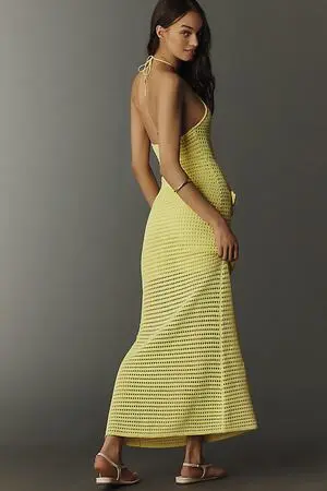 THE WOLF GANG Sevilla 3d Floral Halter Maxi Dress