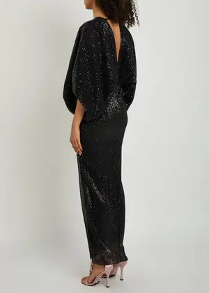 L'IDEE Paradiso Sequin-embellished Gown - Black