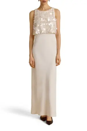 Marina Moscone Bias Dress With Paillette Bodice
