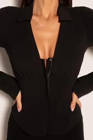 TA3 Long Sleeve Top With Built-in Shapewear - Black