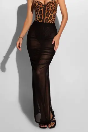 TA3 Ruched Sheer Maxi Skirt