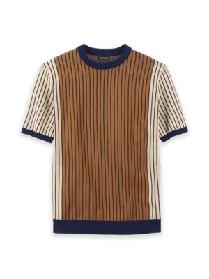 PAUL FREDRICK Striped Cotton Crewneck Sweater - Multi