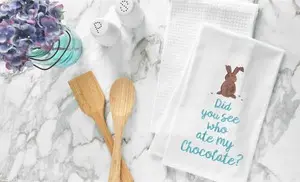 C&F HOME Ate My Chocolate Embroidered Cotton Flour Sack Kitchen Towel