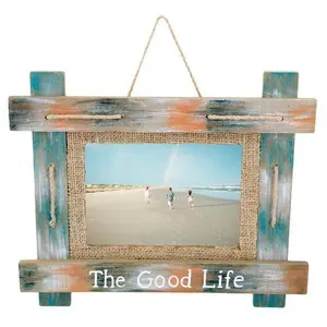 BEACHCOMBERS Good Life 5x7 Frame With Burlap - Blue