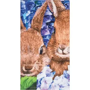 C&F HOME Bunnies In Hydrangeas Towel - Blue