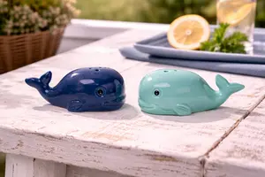 BEACHCOMBERS Whales 2-piece Ceramic Salt & Pepper Shaker Set