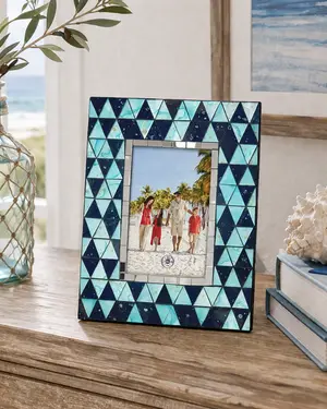 BEACHCOMBERS Mosaic Geometric Tile 4x6 Wooden Photo Picture Frame
