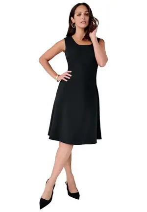JESSICA LONDON Bi-stretch Fit And Flare Dress - Black
