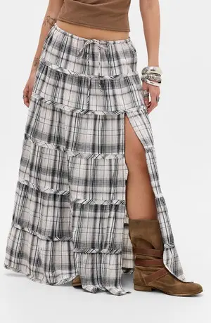 BDG URBAN OUTFITTERS Nova Tiered Gauze Midi Skirt