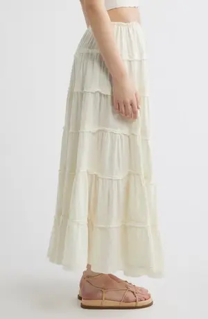 BDG URBAN OUTFITTERS Nova Tiered Gauze Midi Skirt - White