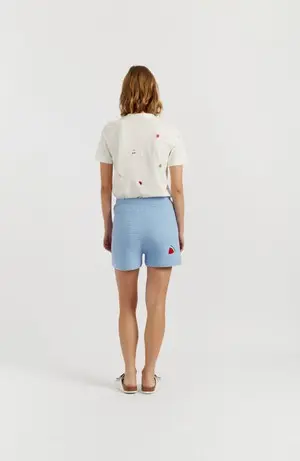 Chinti & Parker Cotton Crochet Snoopy Shorts - Light Blue