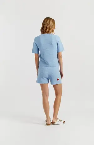 Chinti & Parker Cotton Crochet Snoopy Shorts - Light Blue