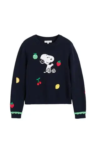 Chinti & Parker Snoopy Intarsia Cotton Sweater - Blue