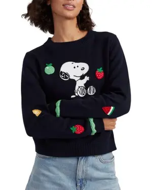 Chinti & Parker Snoopy Intarsia Cotton Sweater - Blue