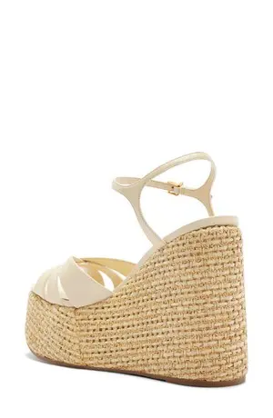 Schutz Keefa Platform Wedge Ankle Strap Sandal - Egg Shell