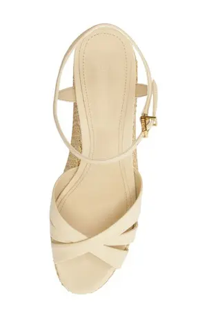Schutz Keefa Platform Wedge Ankle Strap Sandal - Egg Shell