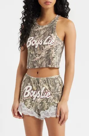 BOYS LIE Graphic Crop Camo Tank