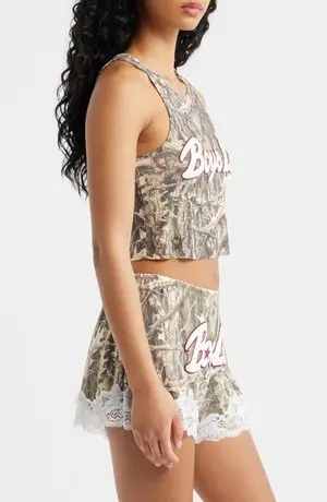 BOYS LIE Graphic Crop Camo Tank