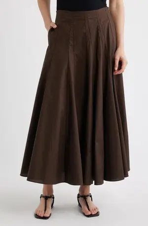 Mango Falda Milos Faux Wrap Cotton Skirt - Chocolate