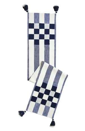 MACKENZIE-CHILDS Checks & Stripes Table Runner - Indigo