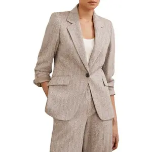 REISS Isla One-button Herringbone Jacket