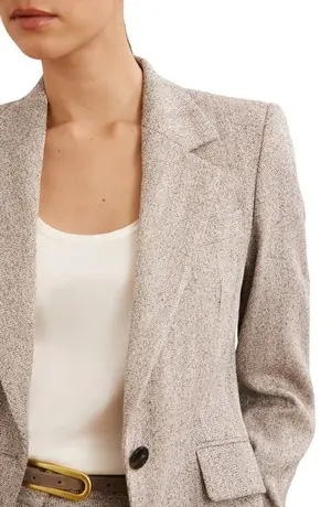 REISS Isla One-button Herringbone Jacket