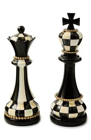 MACKENZIE-CHILDS Set Of 2 Courtly Chess Decor Pieces - Black