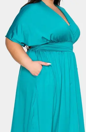 L I V D Cyra Empire Waist Midi Dress - Jade
