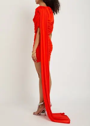 THE NEW ARRIVALS ILKYAZ OZEL Khara Scarf-effect Stretch-jersey Mini Dress - Red