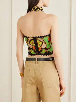 Etro Crocheted Cotton Halterneck Top - Orange