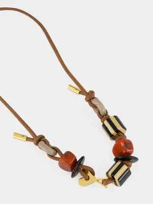 Ami Beaded Leather Necklace - Multicolour