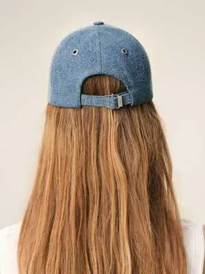 AMI Paris Denim Cap With De Coeur Embroidery - Blue