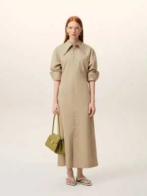 AMI Paris Cotton Fitted Shirt Dress